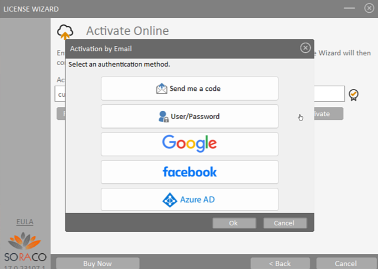 Activation with a user/password - Soraco Technologies
